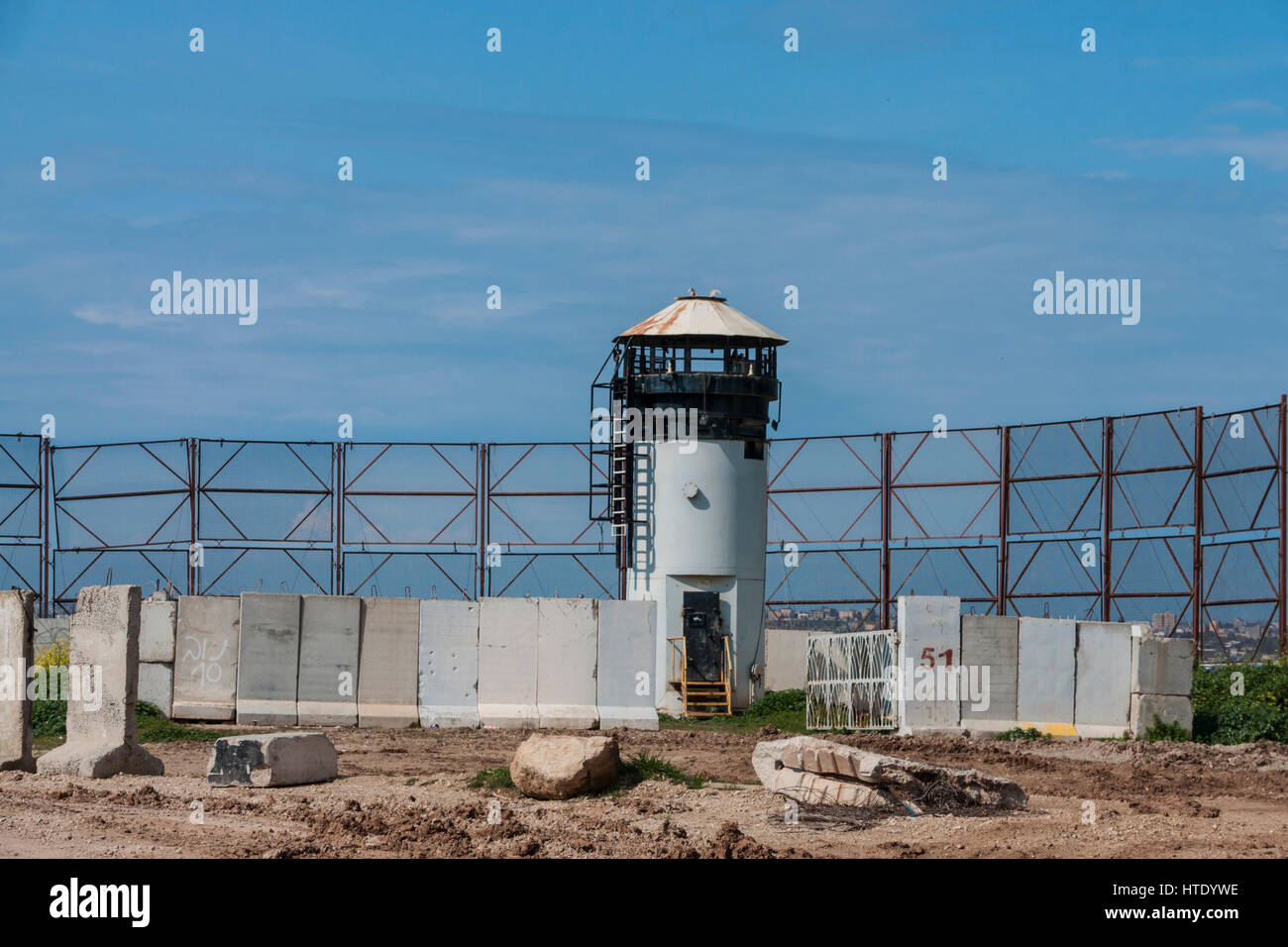 Israel. A fortified guard tower ("Pillbox") on the border of the Gaza ...