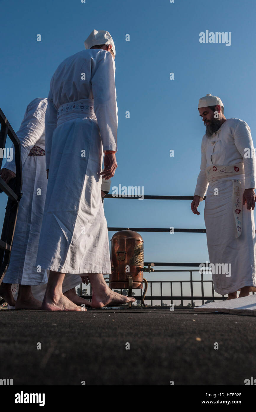 Jerusalem, Israel. Kohanim (Members of the Levi tribe) wash their feet ...