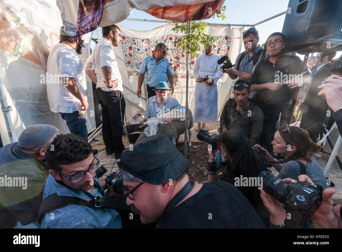 Jerusalem, Israel. In a recreation of the Passover ritual sacrifice in ...