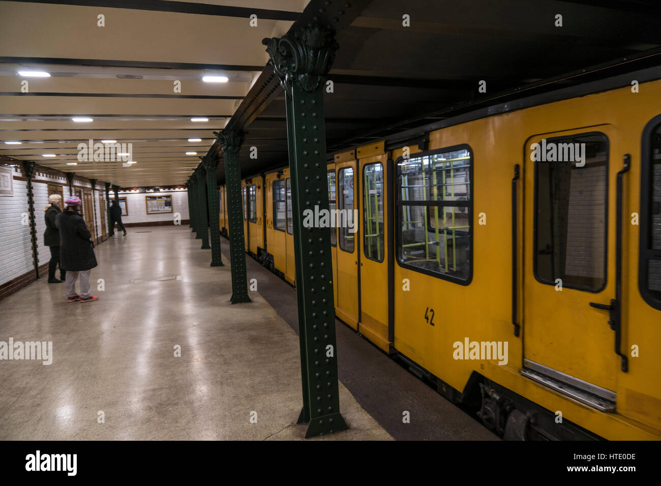 Budapest, Hungary. The "A" line (Yellow line) of the underground enters ...