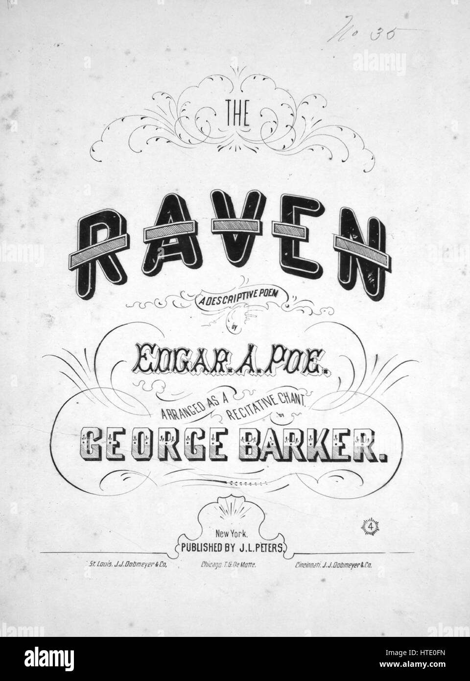 Sheet music cover image of the song 'The Raven A Descriptive Poem ...