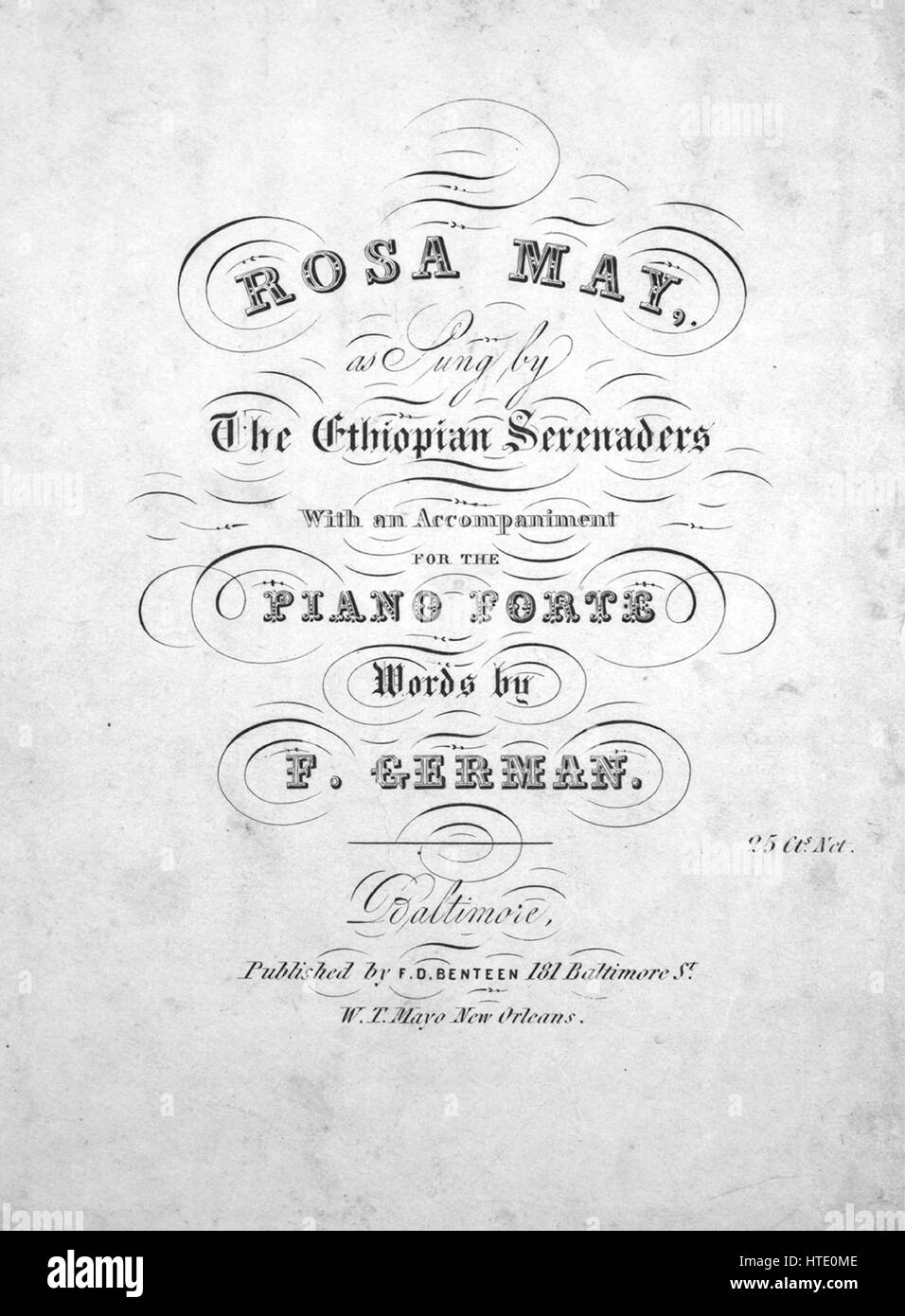 Sheet music cover image of the song 'Rosa May', with original ...
