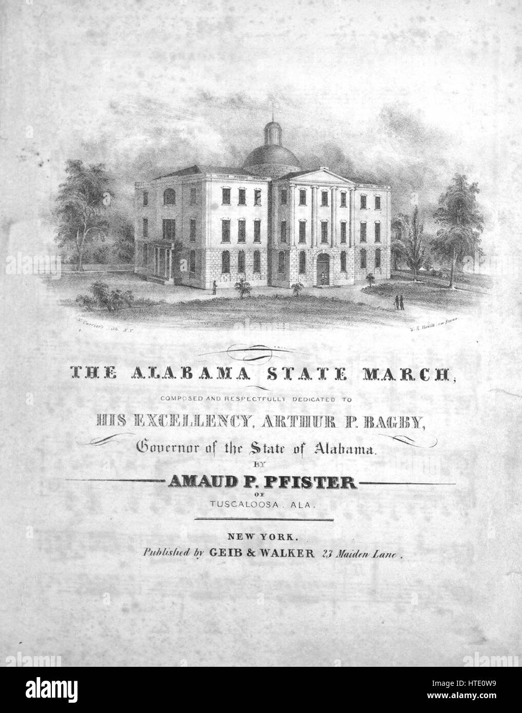 Sheet music cover image of the song 'The Alabama State March', with ...