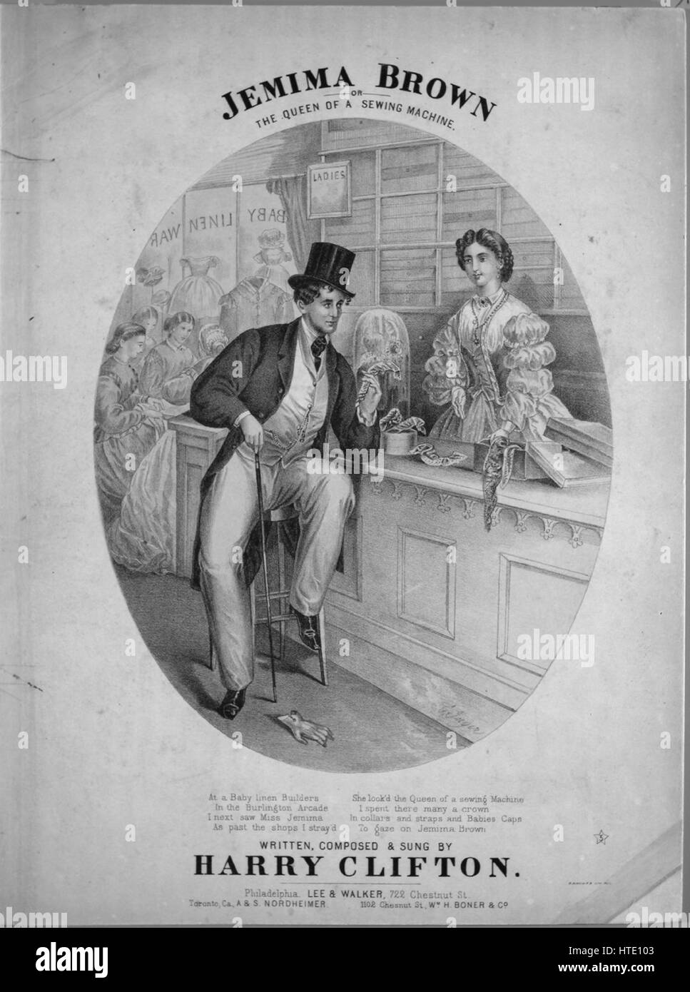 Sheet music cover image of the song 'Jemima Brown, or, The Queen of a ...