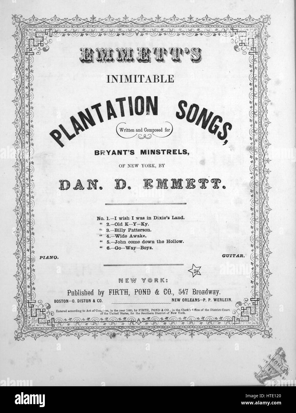 Sheet music cover image of the song 'Billy Patterson Emmett's ...