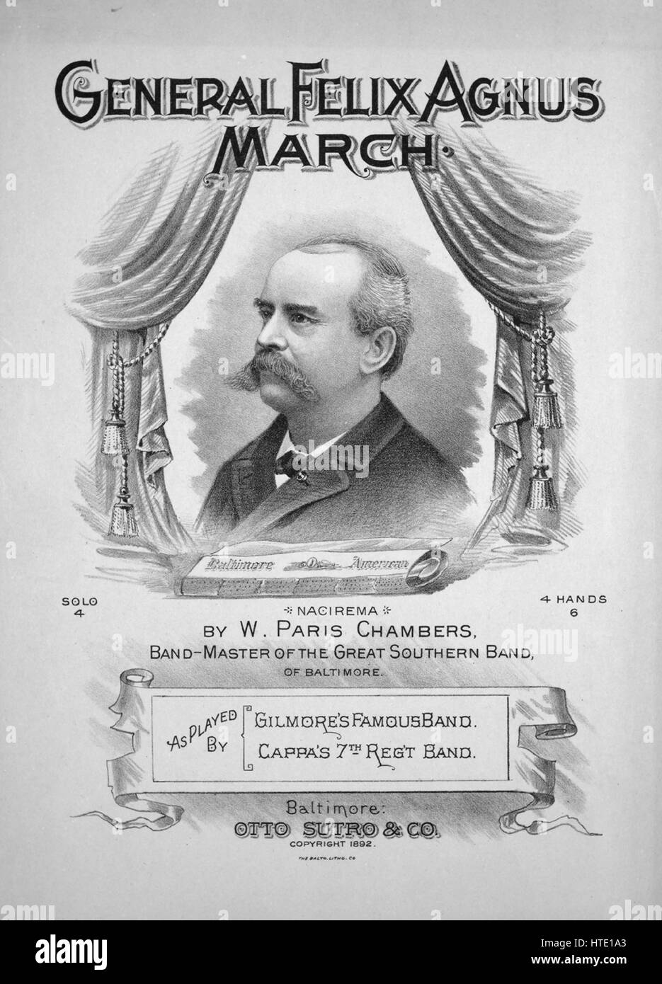 Sheet music cover image of the song 'General Felix Agnus March', with ...