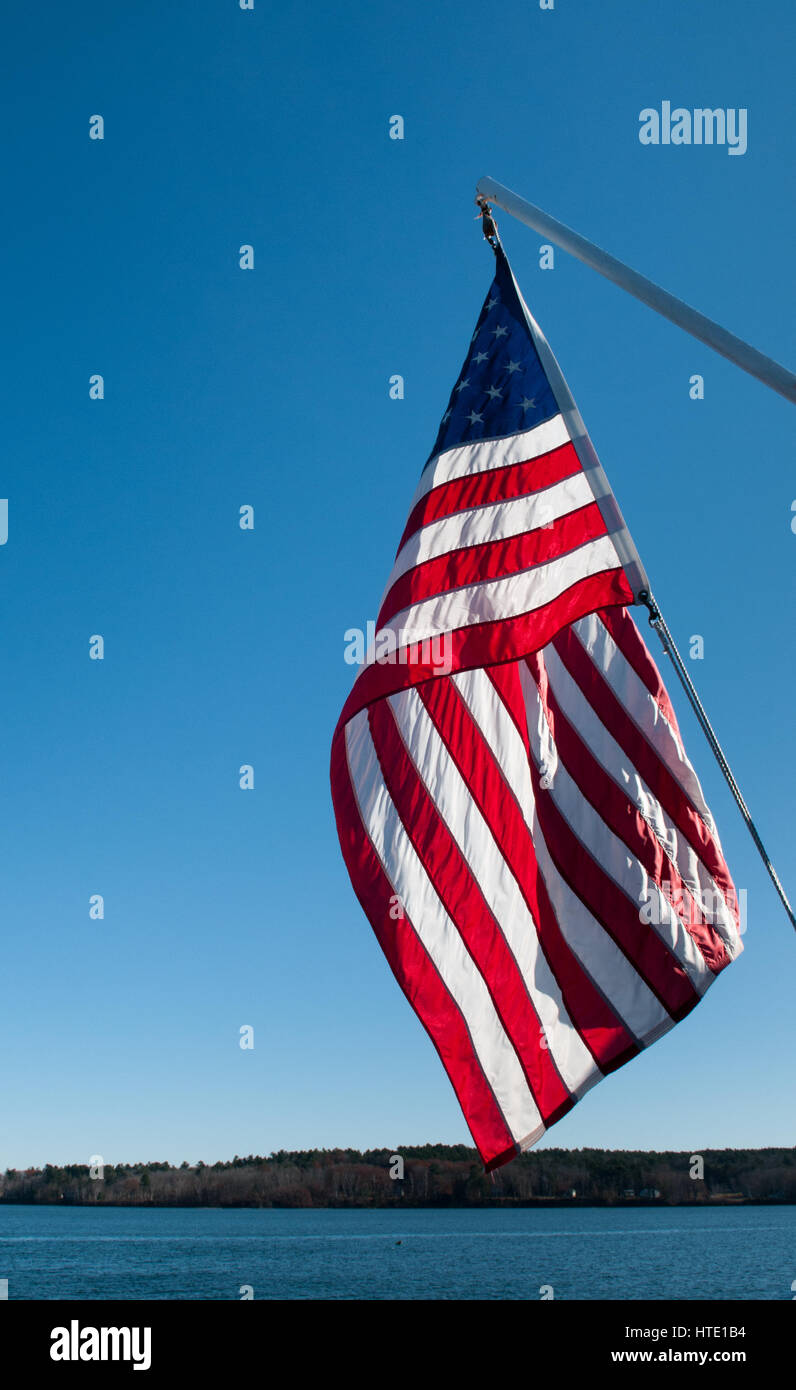 American flag on Chebeague Ferry Stock Photo - Alamy