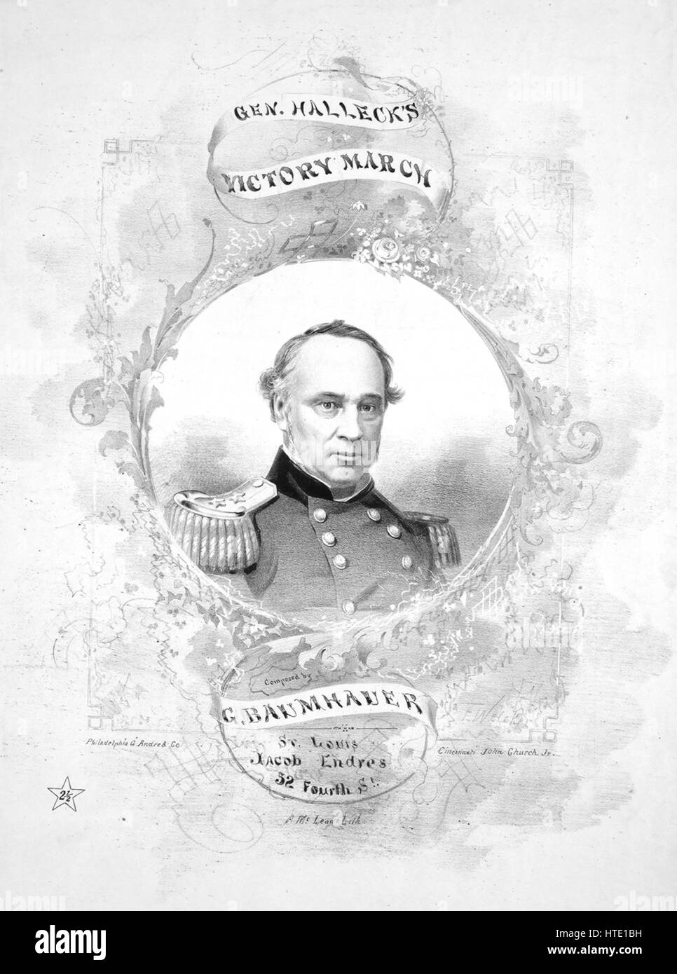 Sheet music cover image of the song 'Gen Halleck's Victory March', with ...