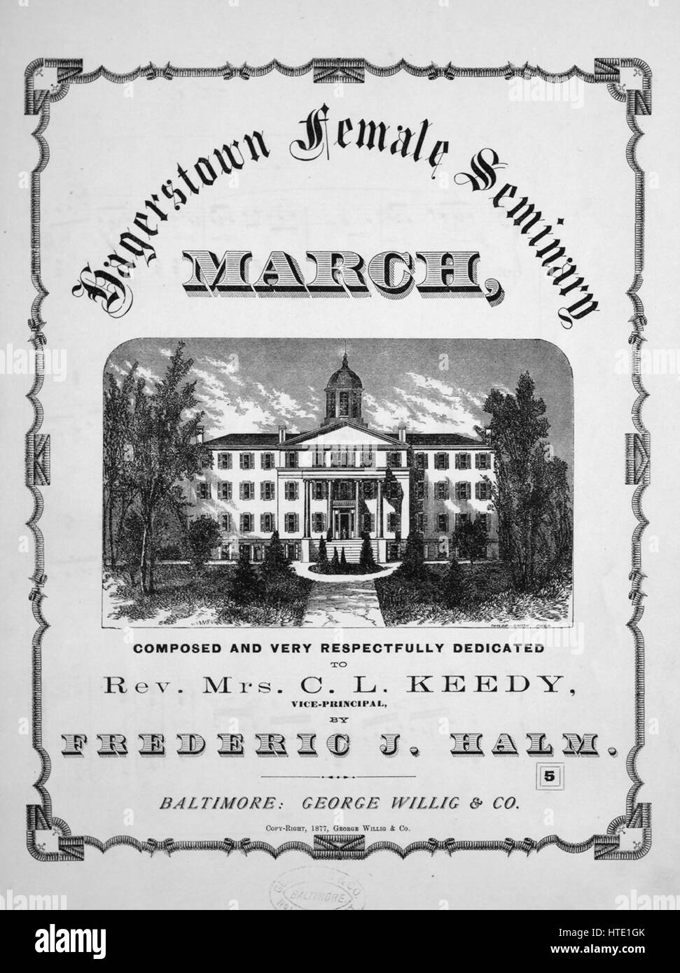 Sheet music cover image of the song 'Hagerstown Female Seminary March ...