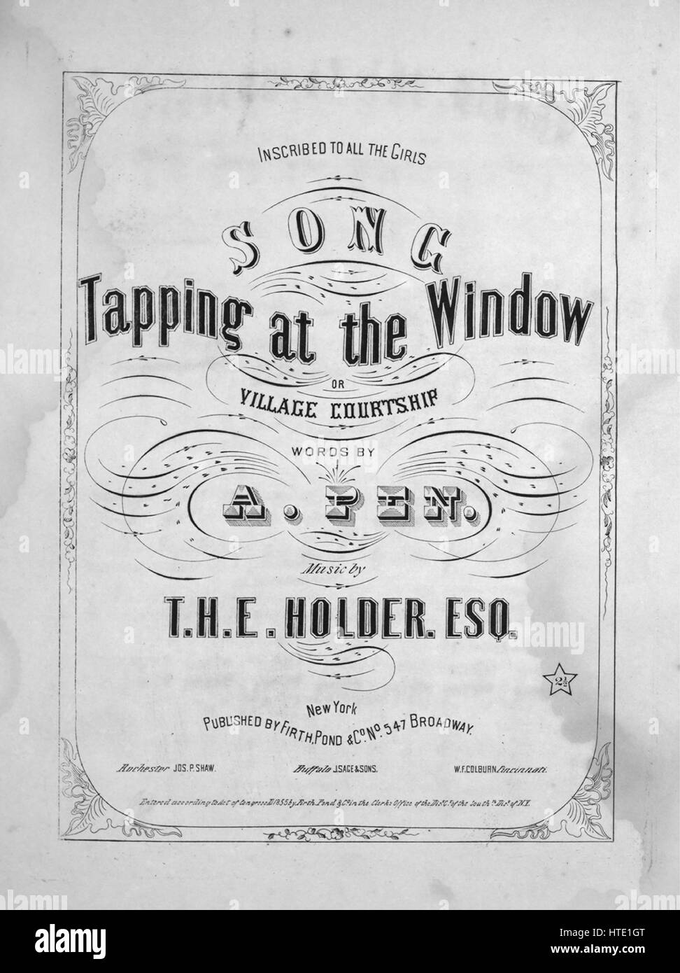 Sheet music cover image of the song 'Song Tapping at the Window, or ...