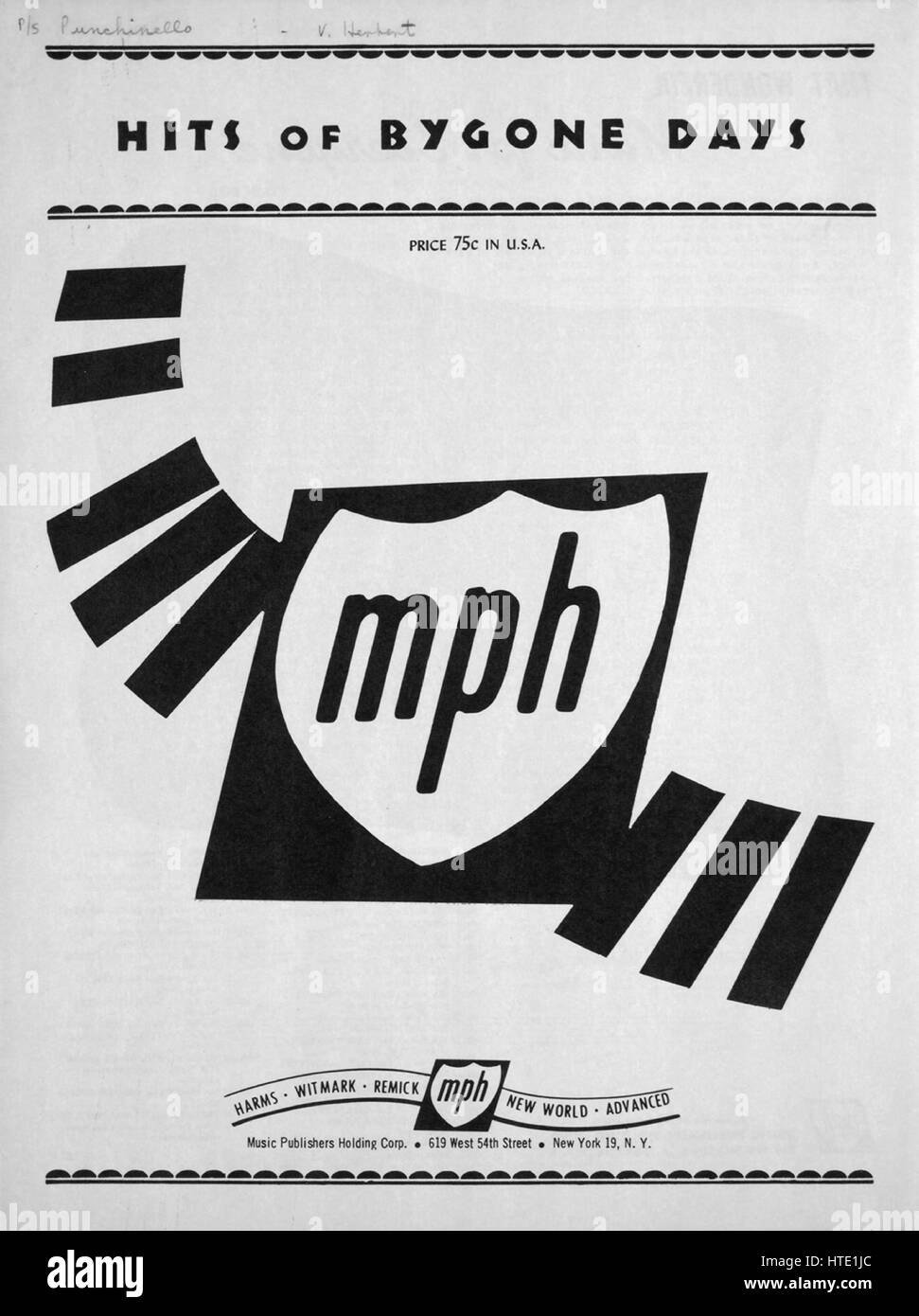 Sheet music cover image of the song 'Hits of Bygone Days Punchinello ...