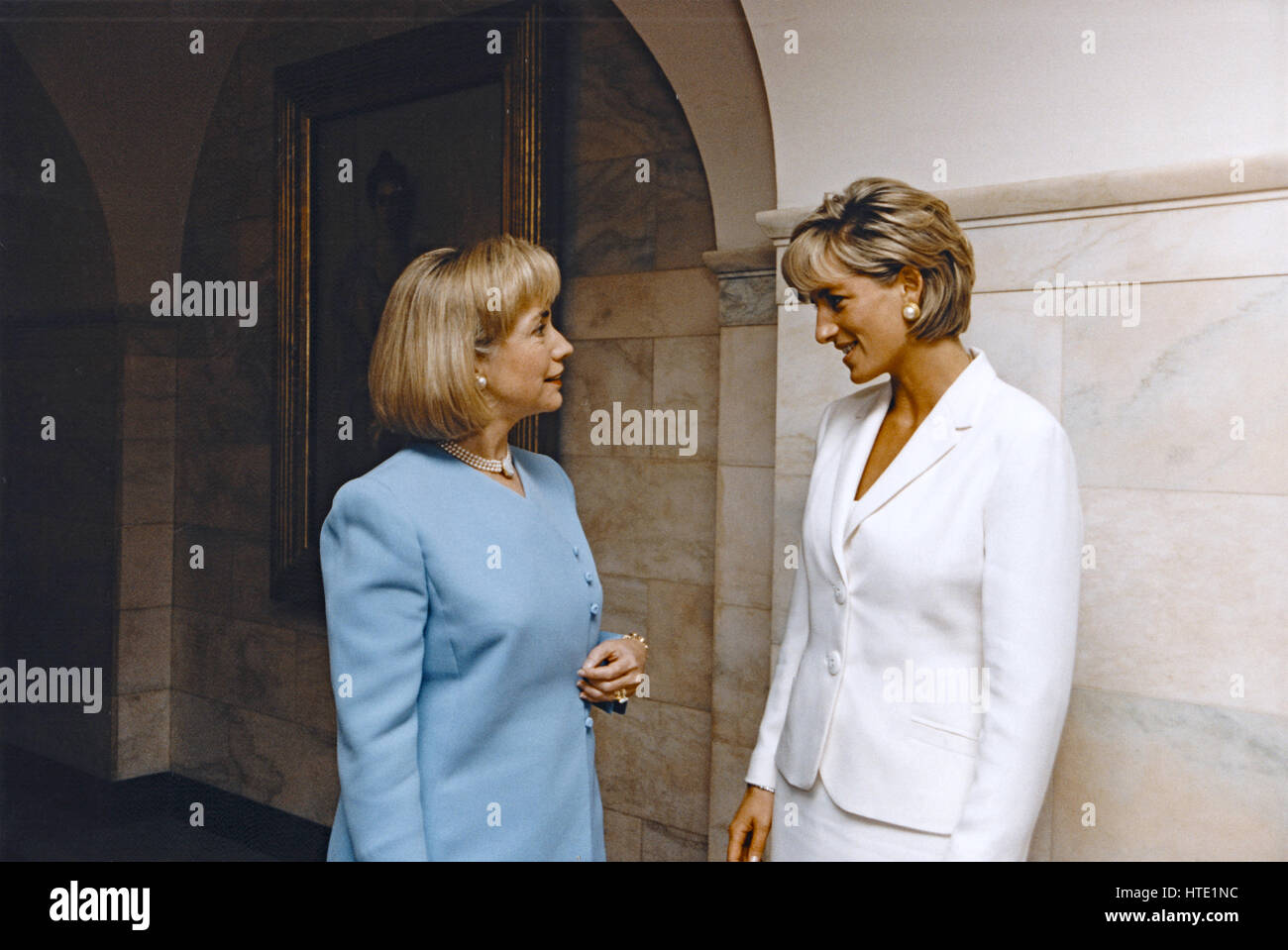 First lady Hillary Rodham Clinton, left, meets with Princess Diana of ...
