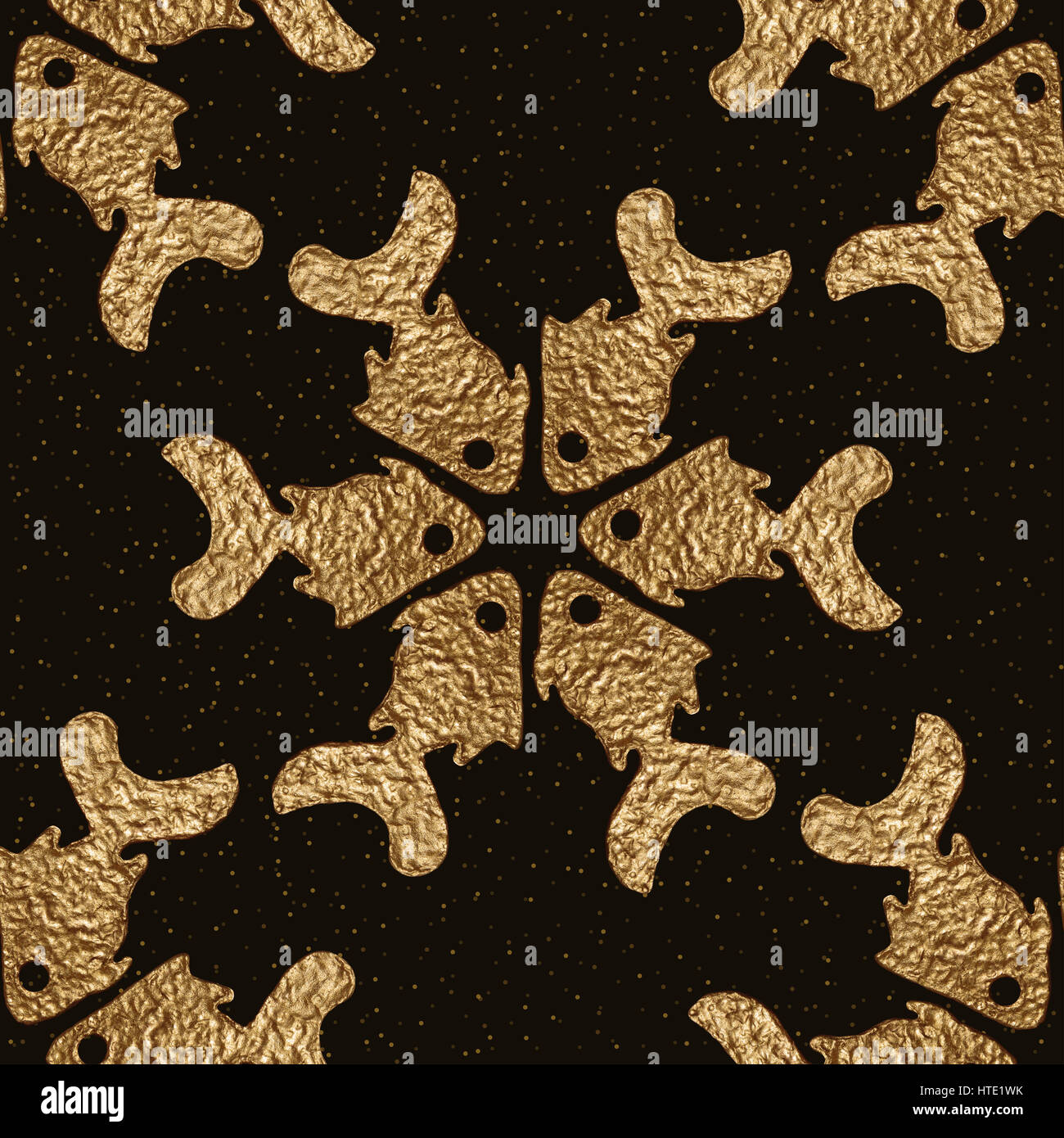 Gold fishes seamless pattern. Hand painted glittering sea background ...