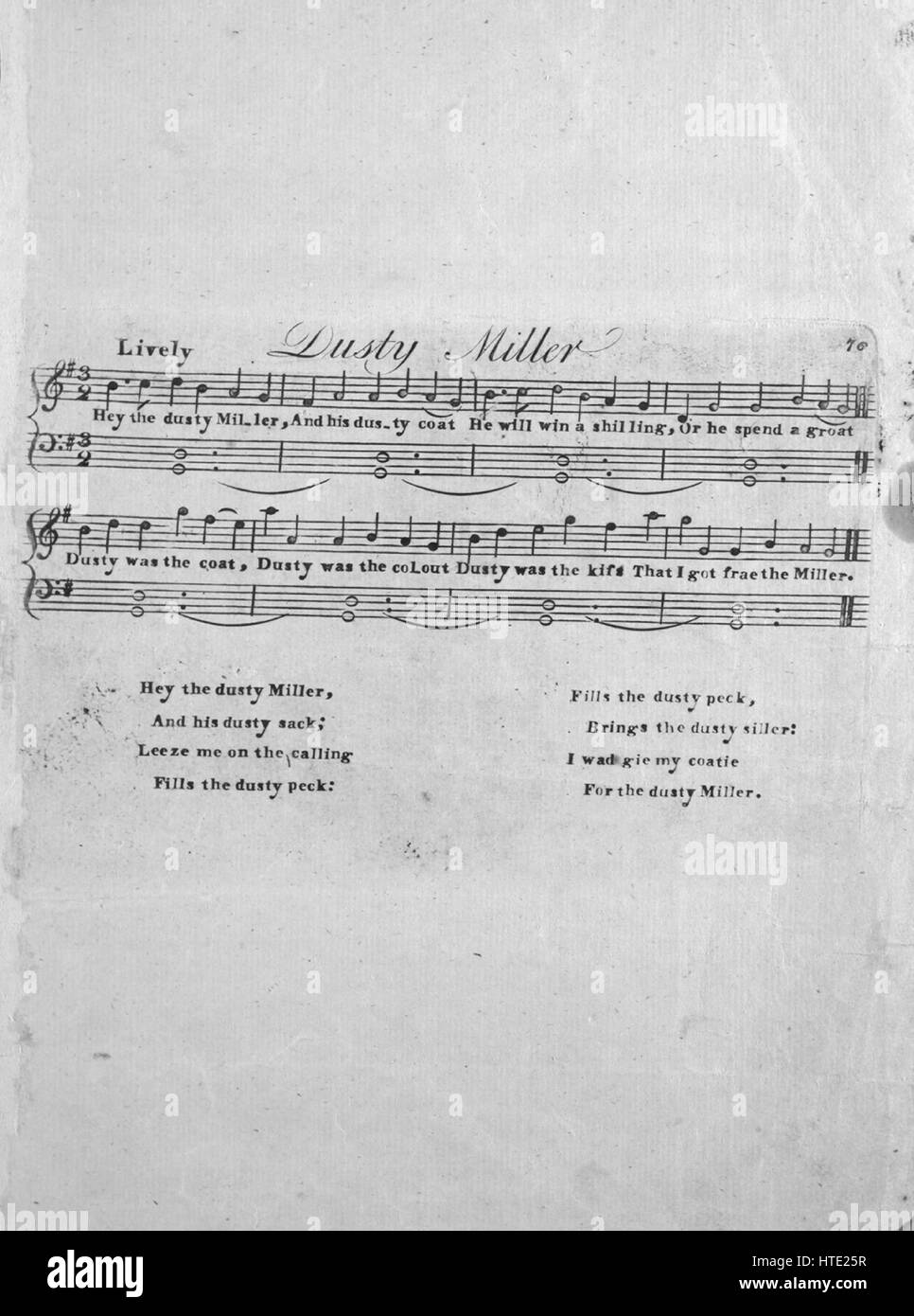 Sheet music cover image of the song 'Dusty Miller', with original ...