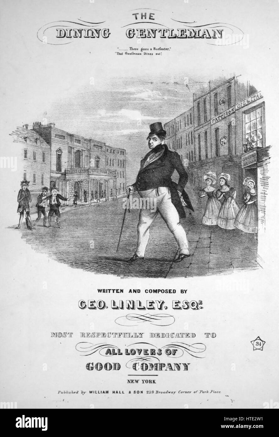 Sheet music cover image of the song 'The Dining Gentleman', with ...