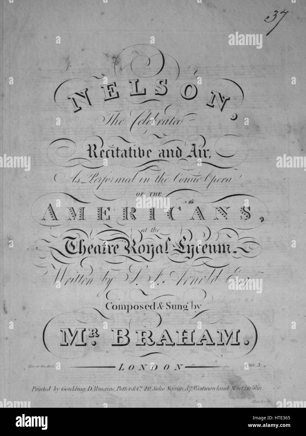 Sheet music cover image of the song 'Nelson, The Celebrated Recitative ...