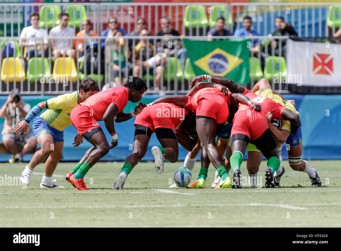 Rio de Janeiro, Brazil. 11 August 2016 Scrum during Kenya and Brazil ...