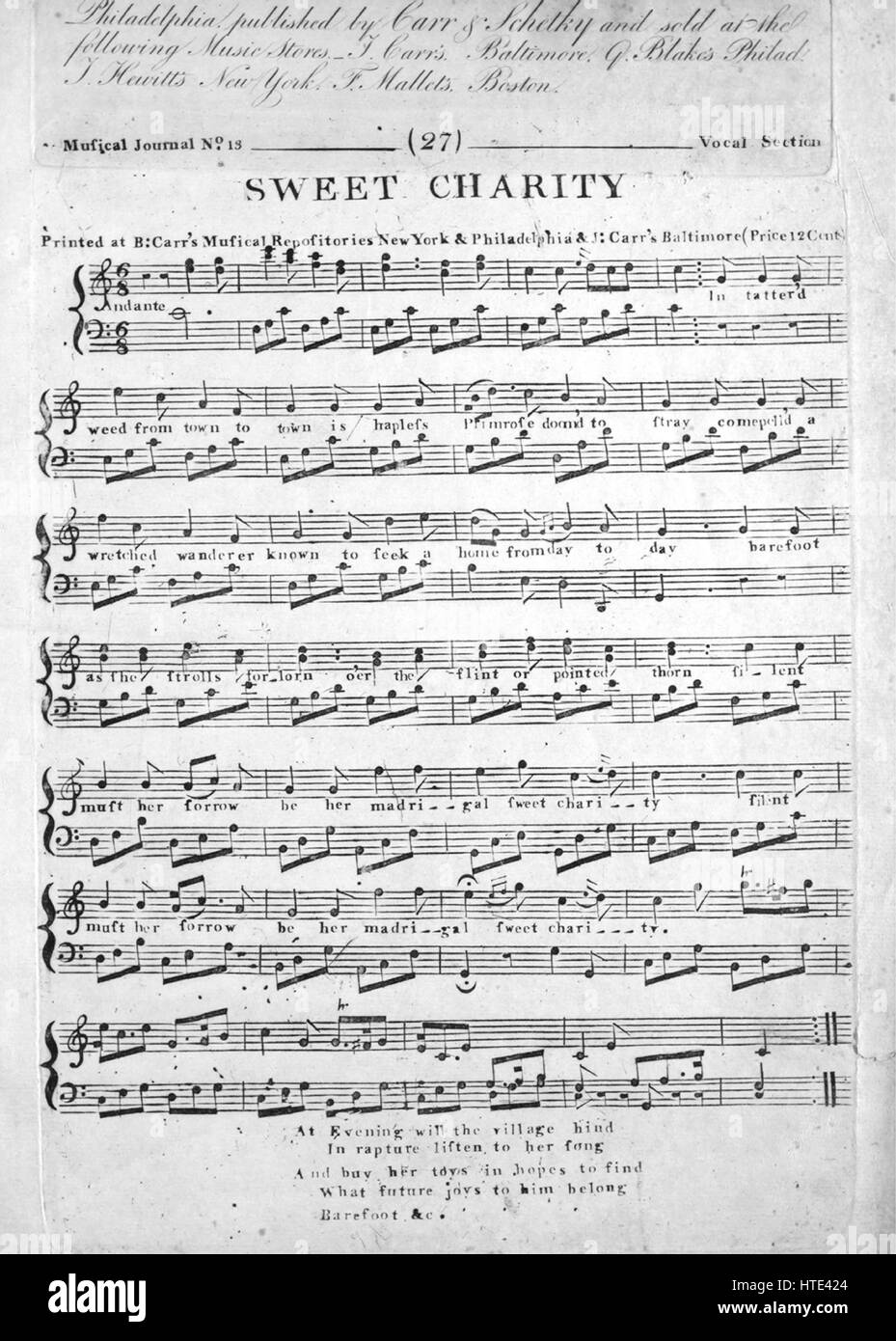 Sheet music cover image of the song 'Sweet Charity', with original ...