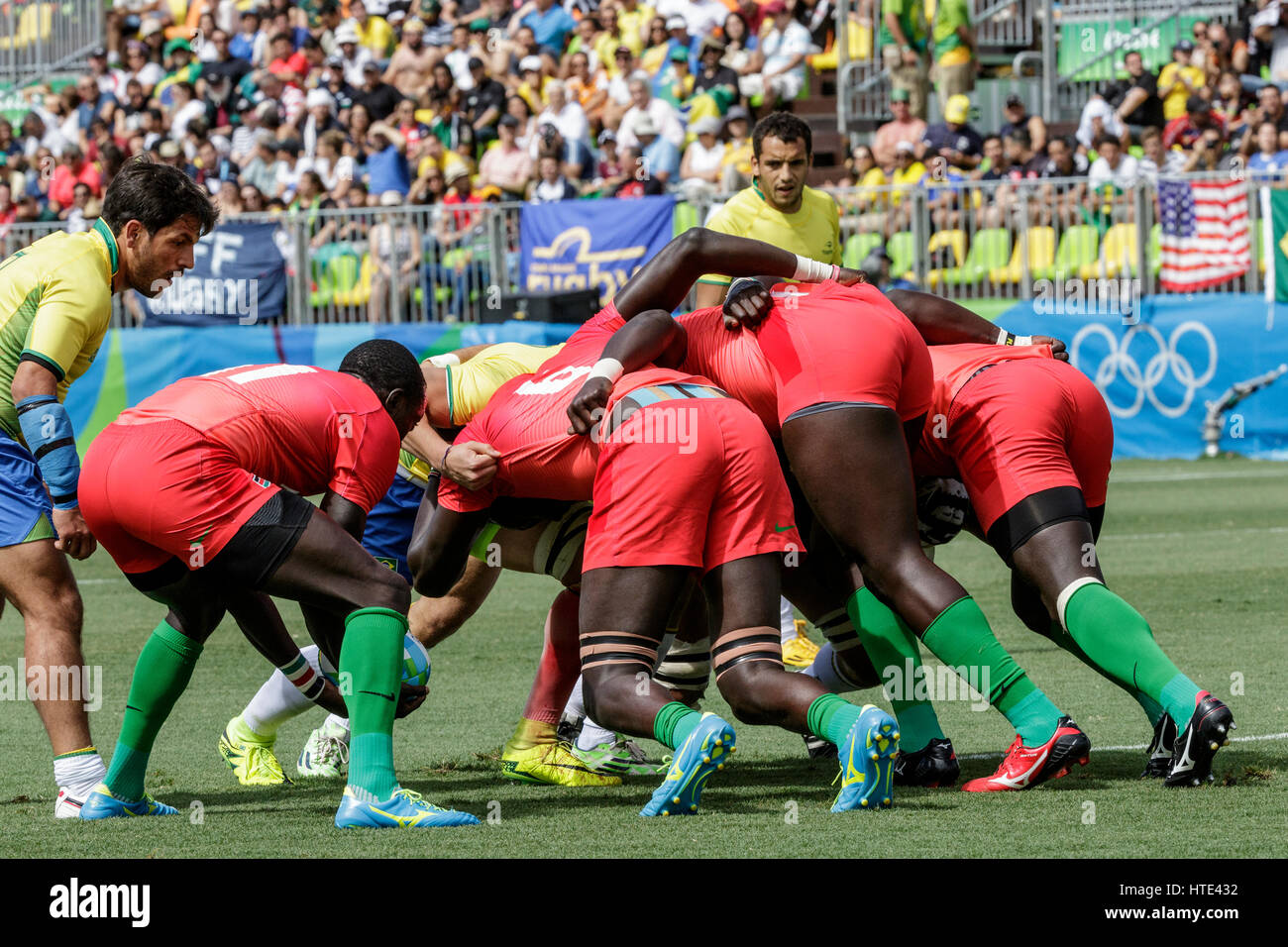 Rio de Janeiro, Brazil. 11 August 2016 Scrum during Kenya and Brazil ...