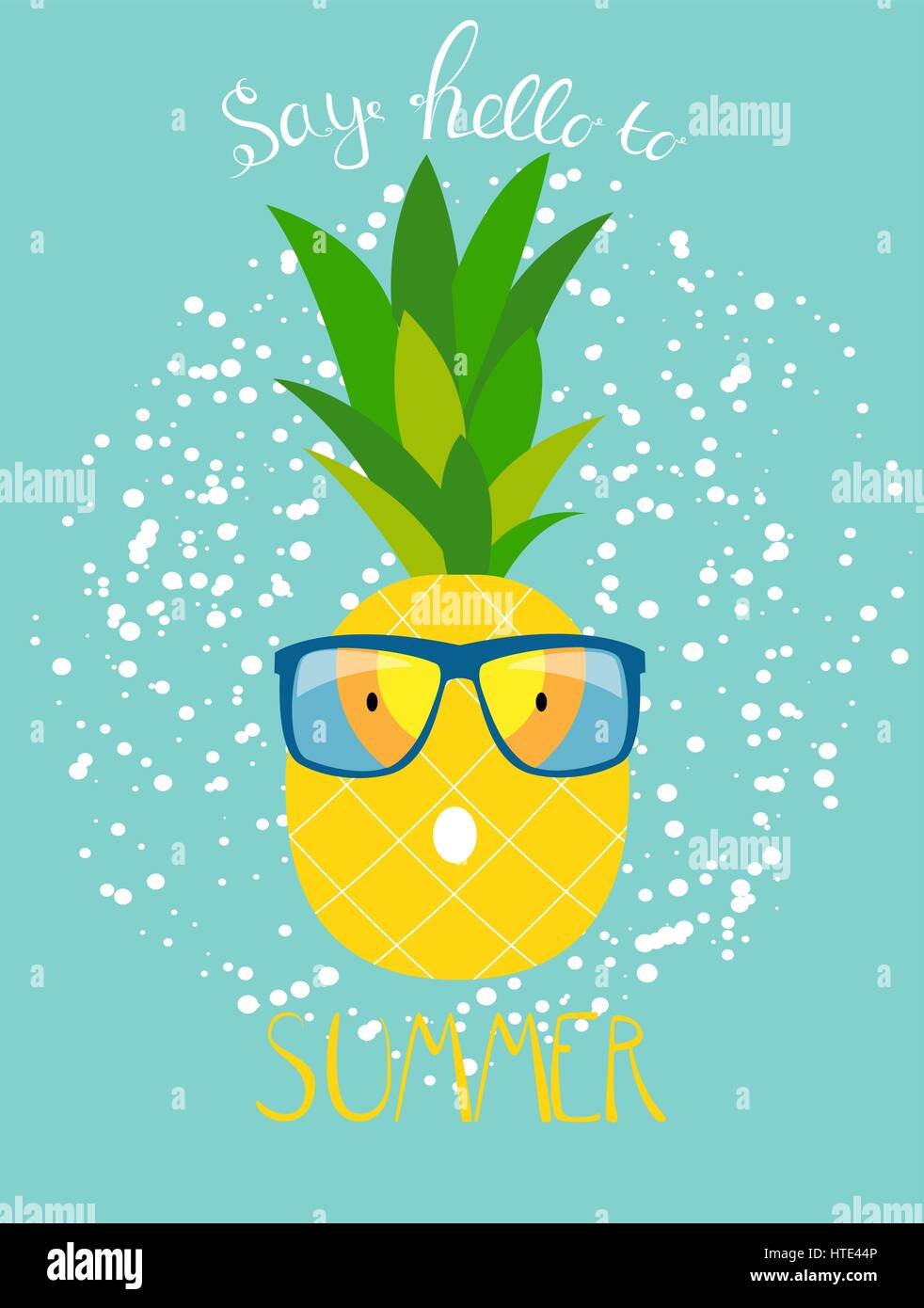 Pineapple in Glasses. Summer Concept Background Vector Illustrat Stock ...