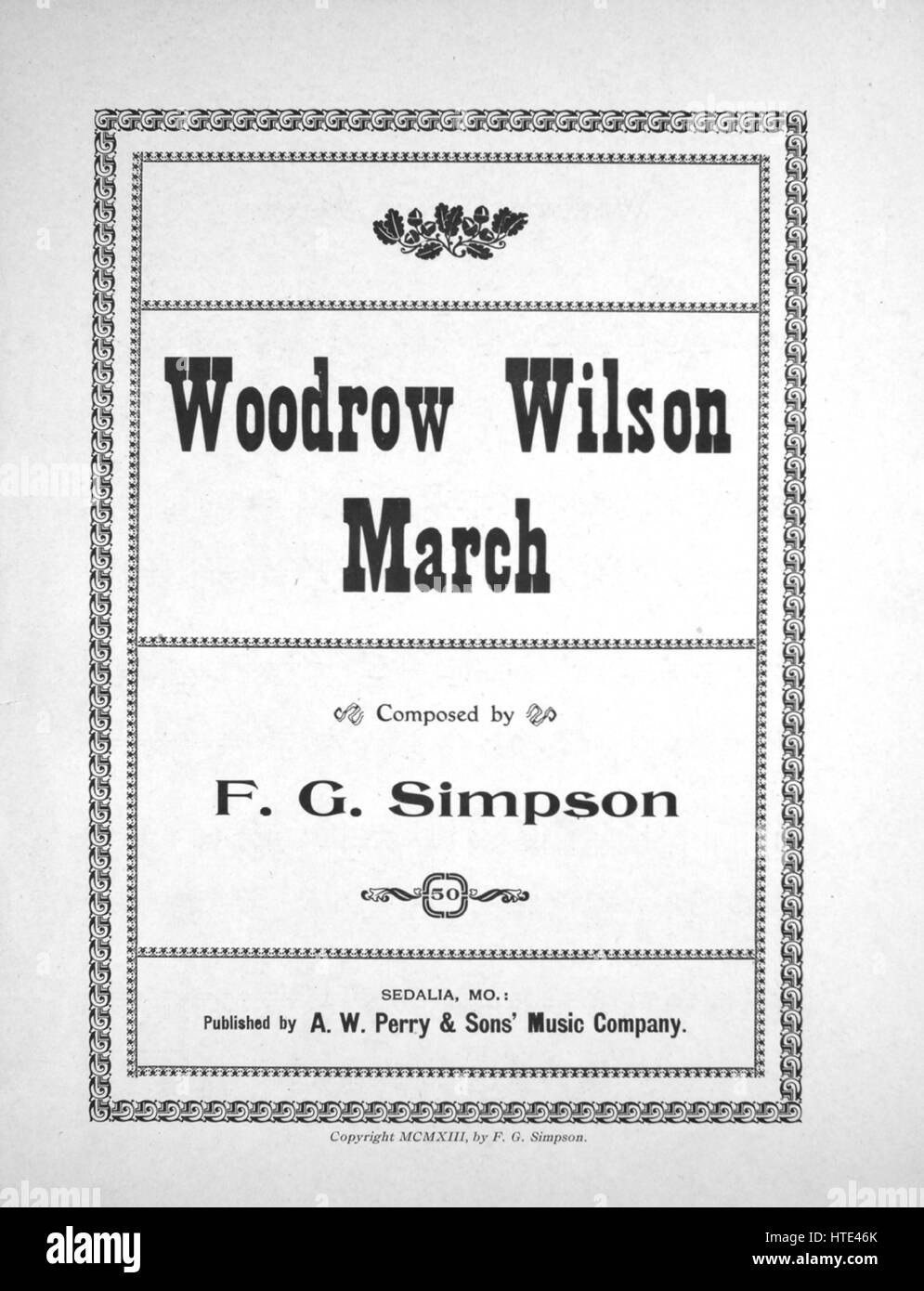 Sheet music cover image of the song 'Woodrow Wilson March', with ...