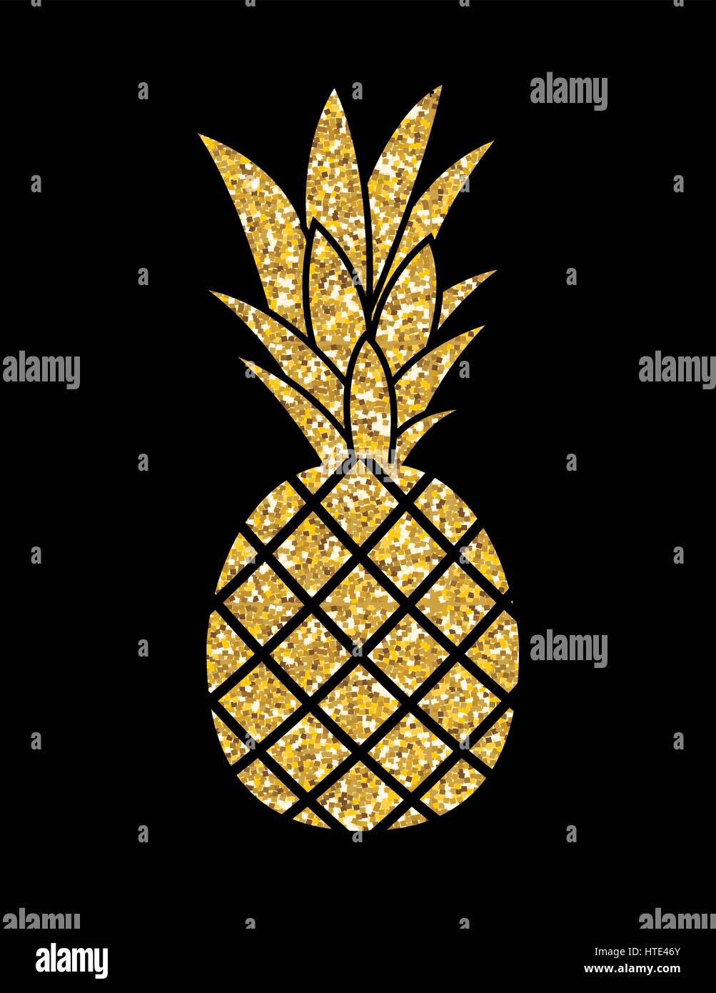 Gold Glitter Pineapple. Summer Concept Background Vector Illustr Stock ...