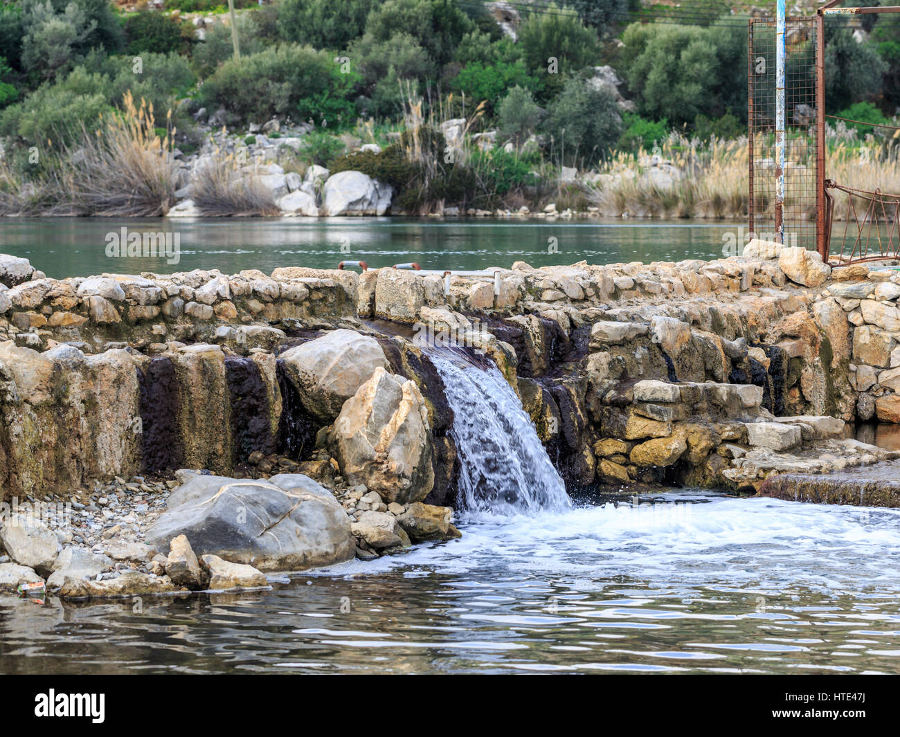 Waterfall from lake in datca, mugla, Turkey Stock Photo - Alamy