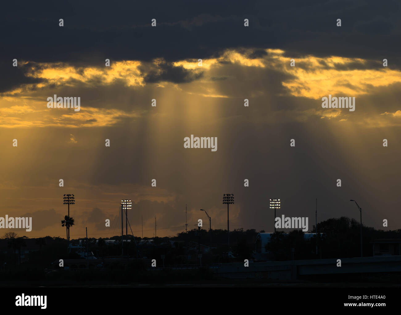 Golden Stadium Lighting Stock Photo - Alamy