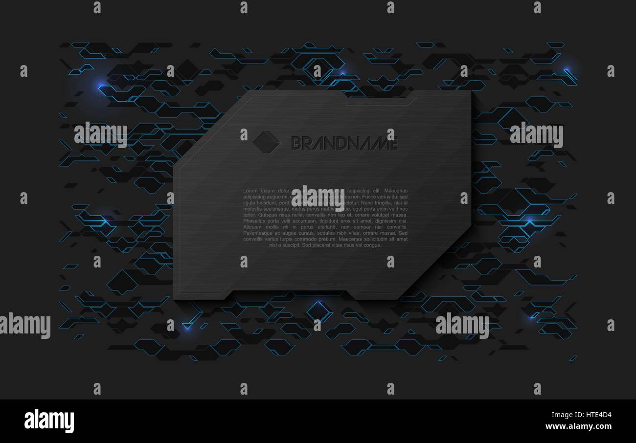 Abstract black futuristic soft welcome screen. Metal technology plate ...