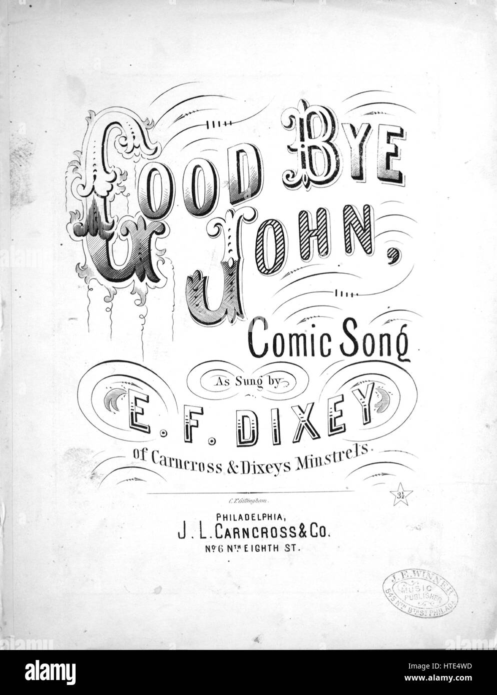 Sheet music cover image of the song 'Good Bye John Comic Song', with ...