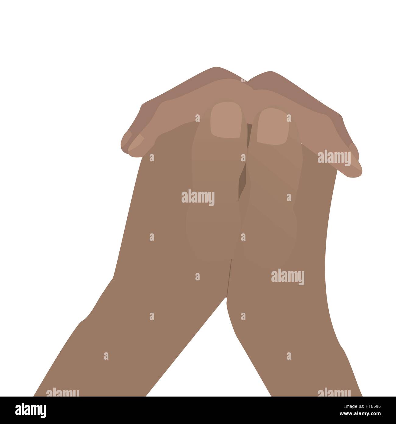 The hands are folded into the lock. Business pose for reflection. On ...