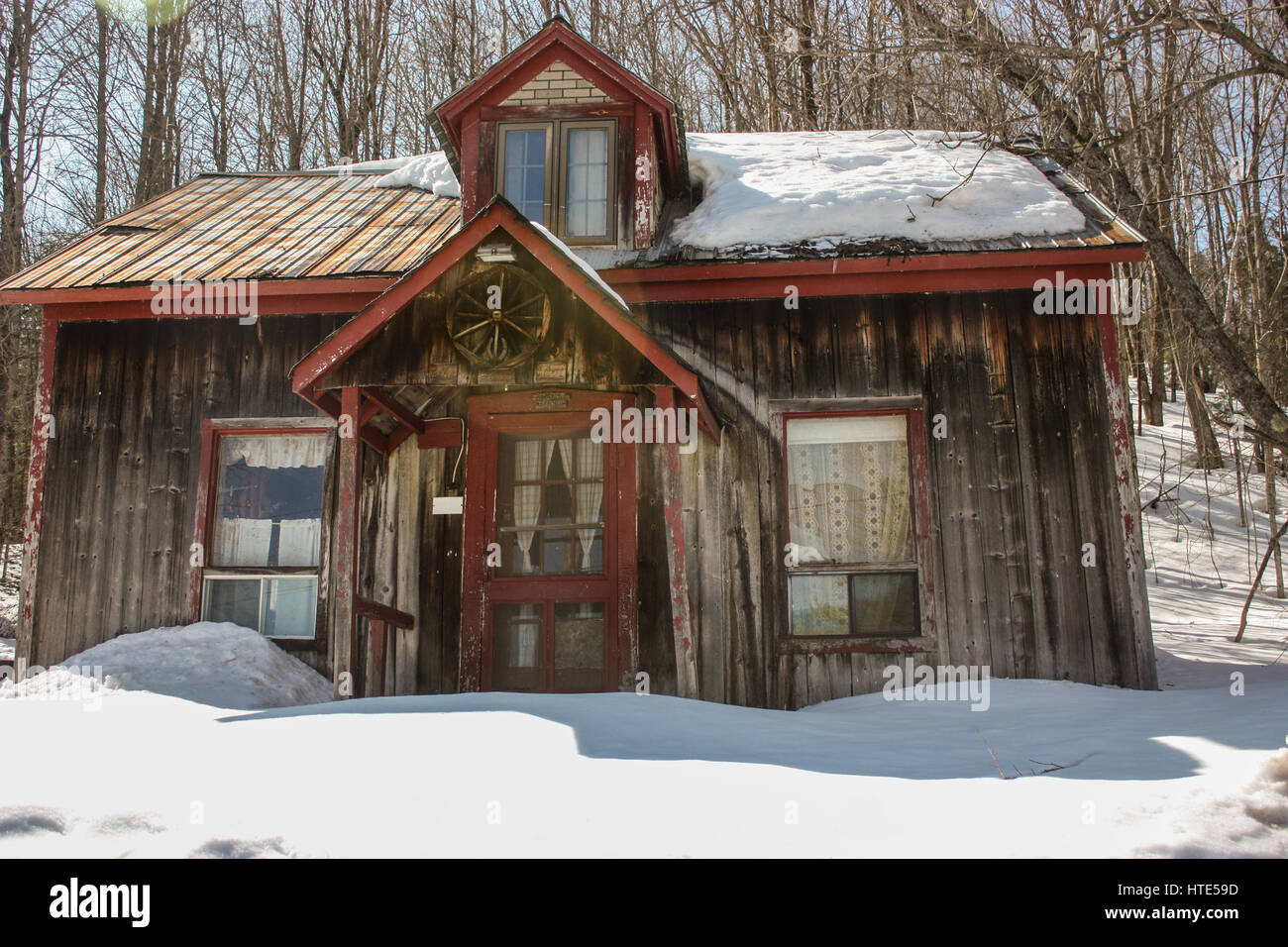 old house with snow in the wood Stock Photo - Alamy