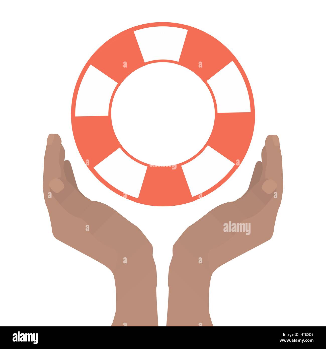 Hands folded with a boat to hold a lifebuoy. Posture of peace. Help ...