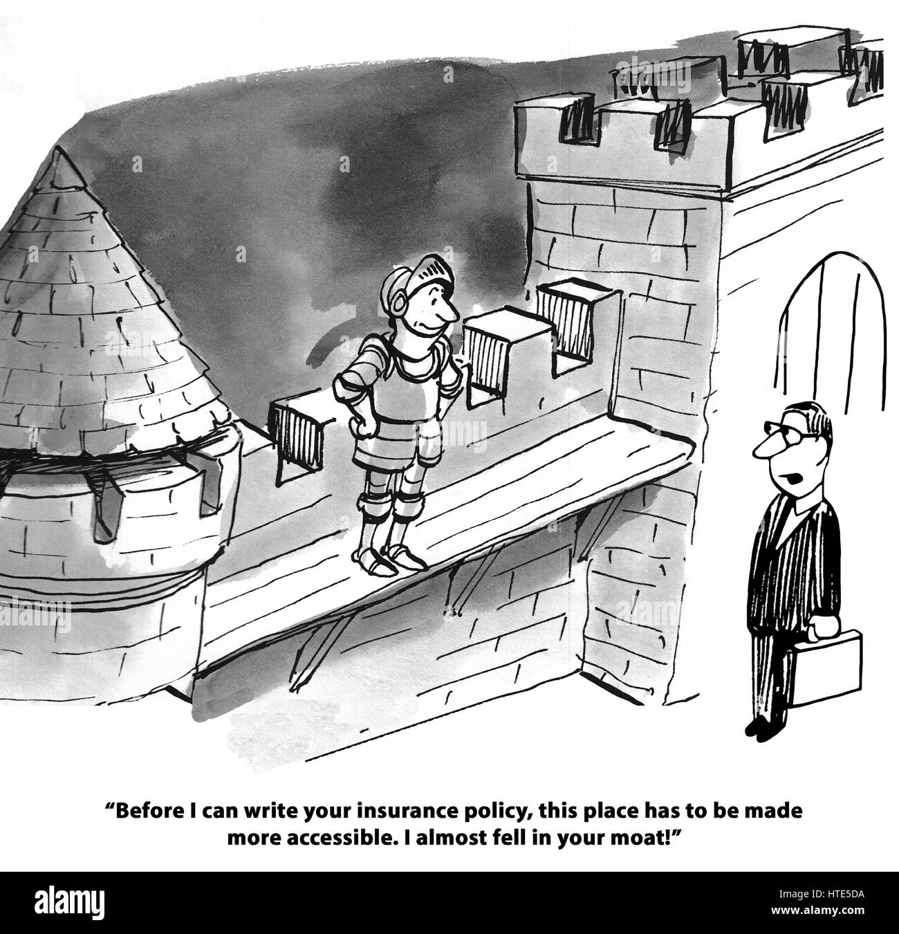 Cartoon about an inaccessible castle Stock Photo - Alamy