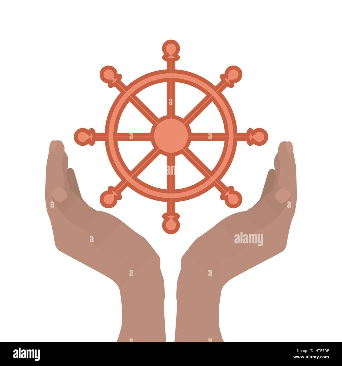 The hands folded by the boat keep the captain s steering wheel. Posture ...