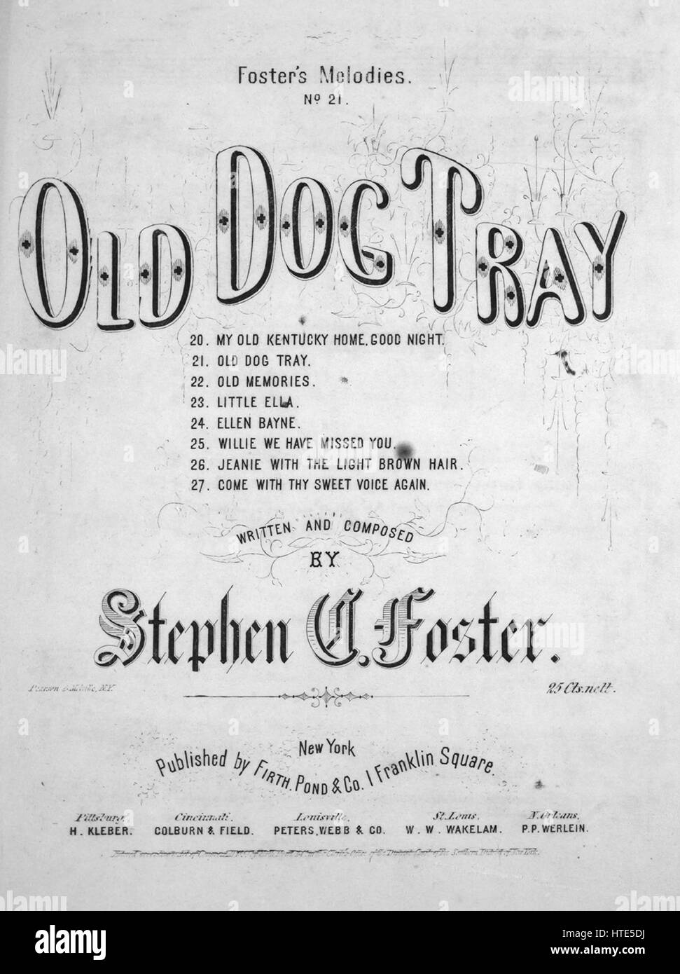 Sheet music cover image of the song 'Foster's Melodies No21 Old Dog ...