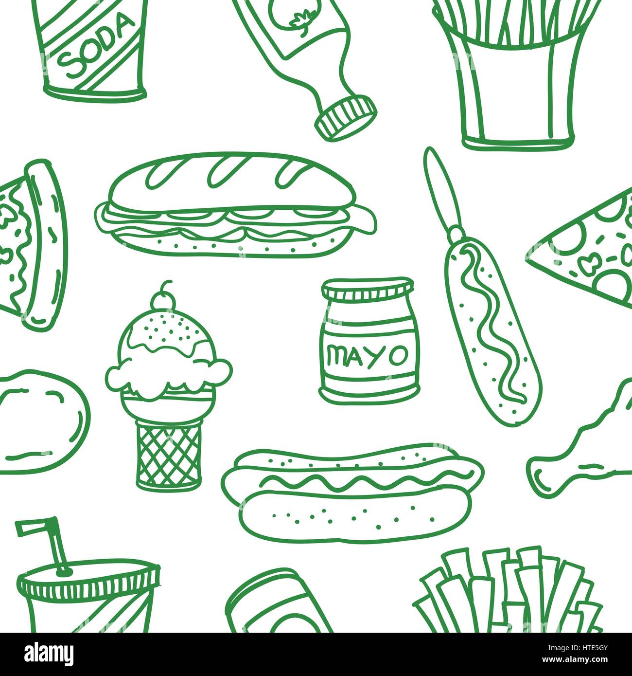 Vector art of fast food doodles Stock Vector Image & Art - Alamy