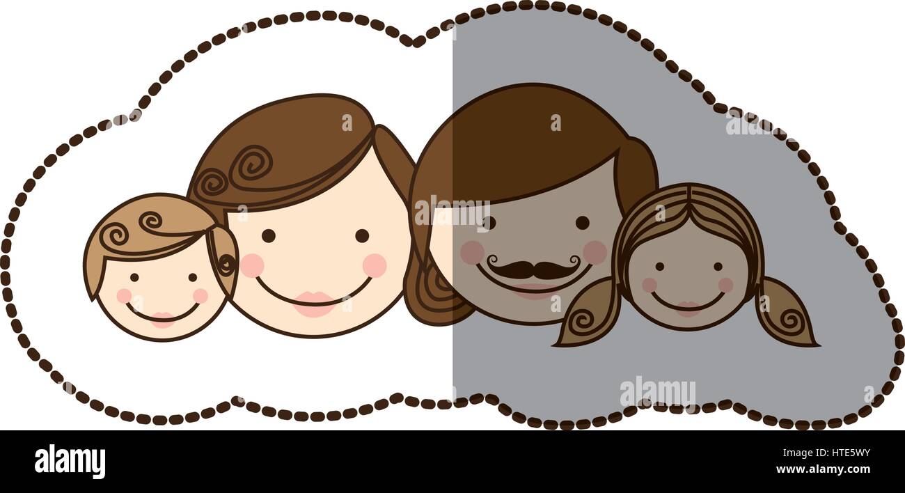 sticker colorful cartoon family faces Stock Vector Image & Art - Alamy