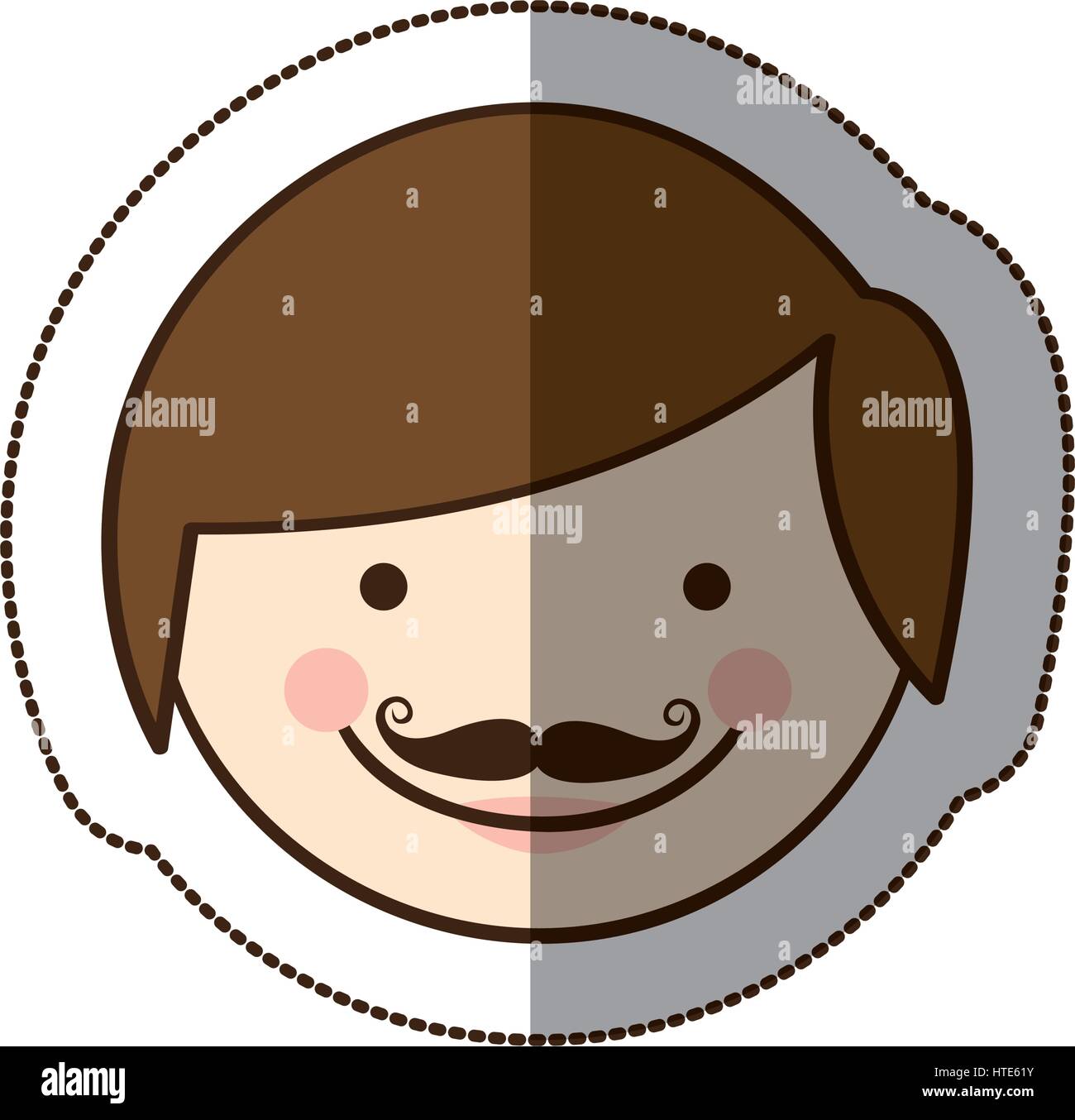 sticker front view colorful silhouette cartoon man father face Stock ...