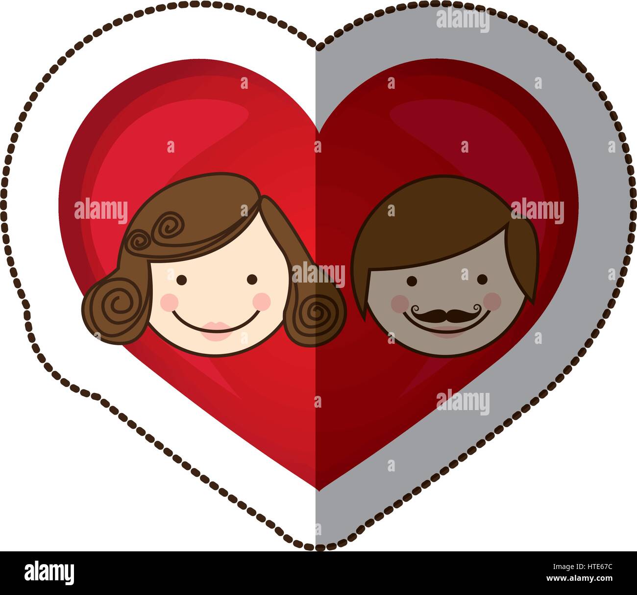 sticker colorful silhouette cartoon heart with parents face Stock ...