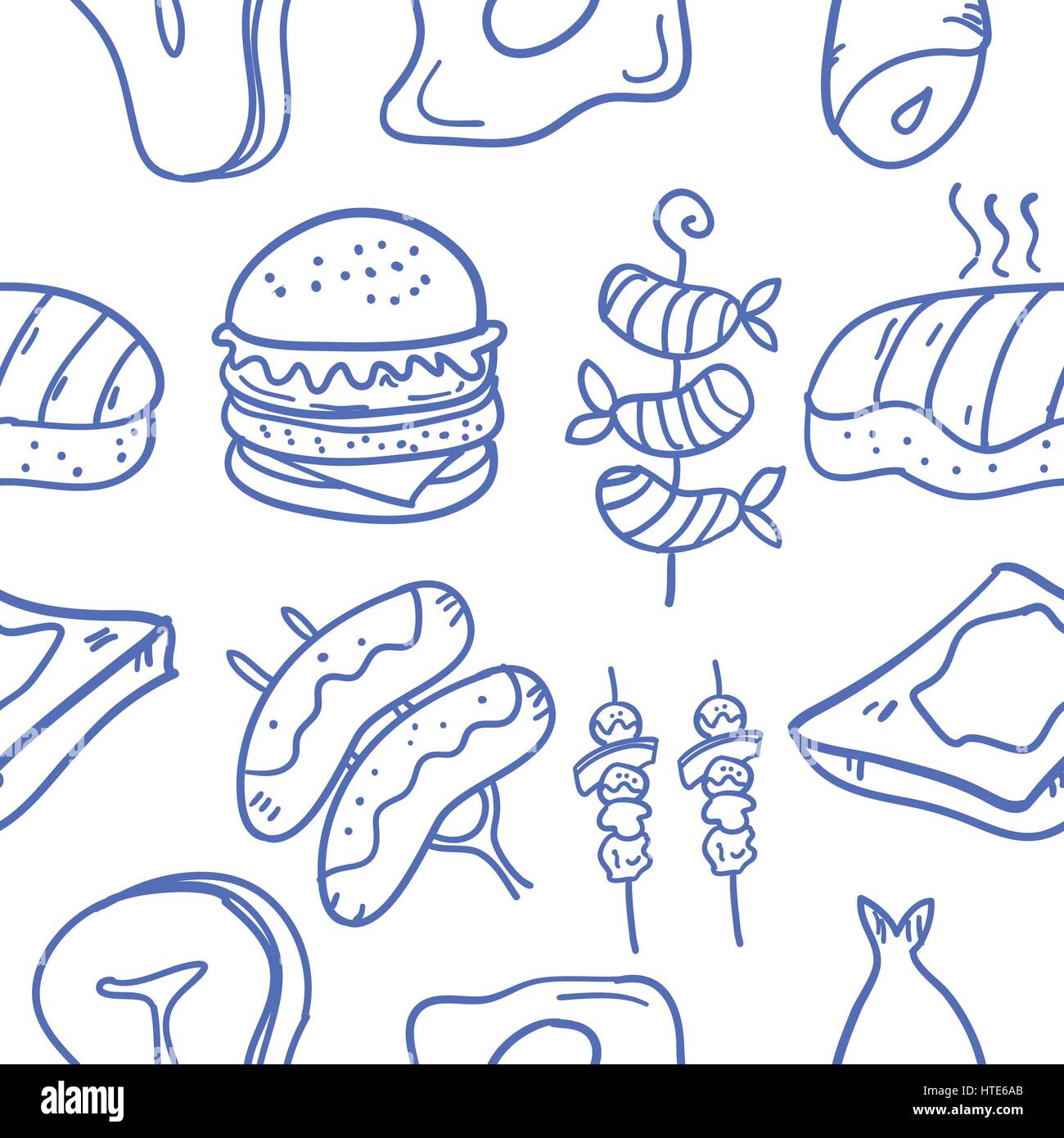 Doodle various burger fast food hi-res stock photography and images - Alamy