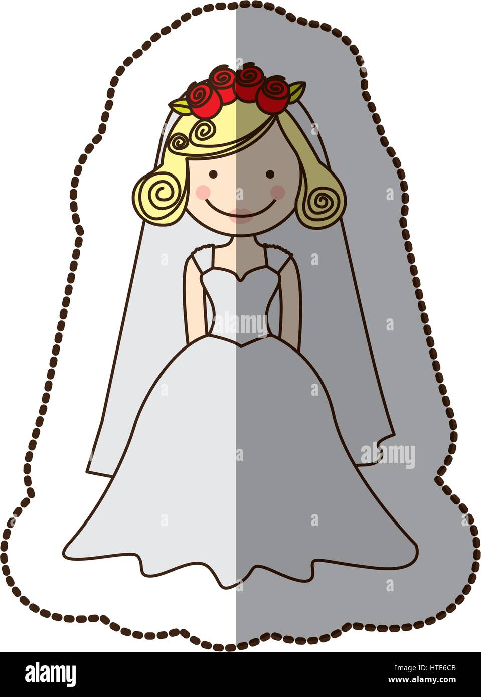 sticker colorful silhouette cartoon bride with costume Stock Vector ...