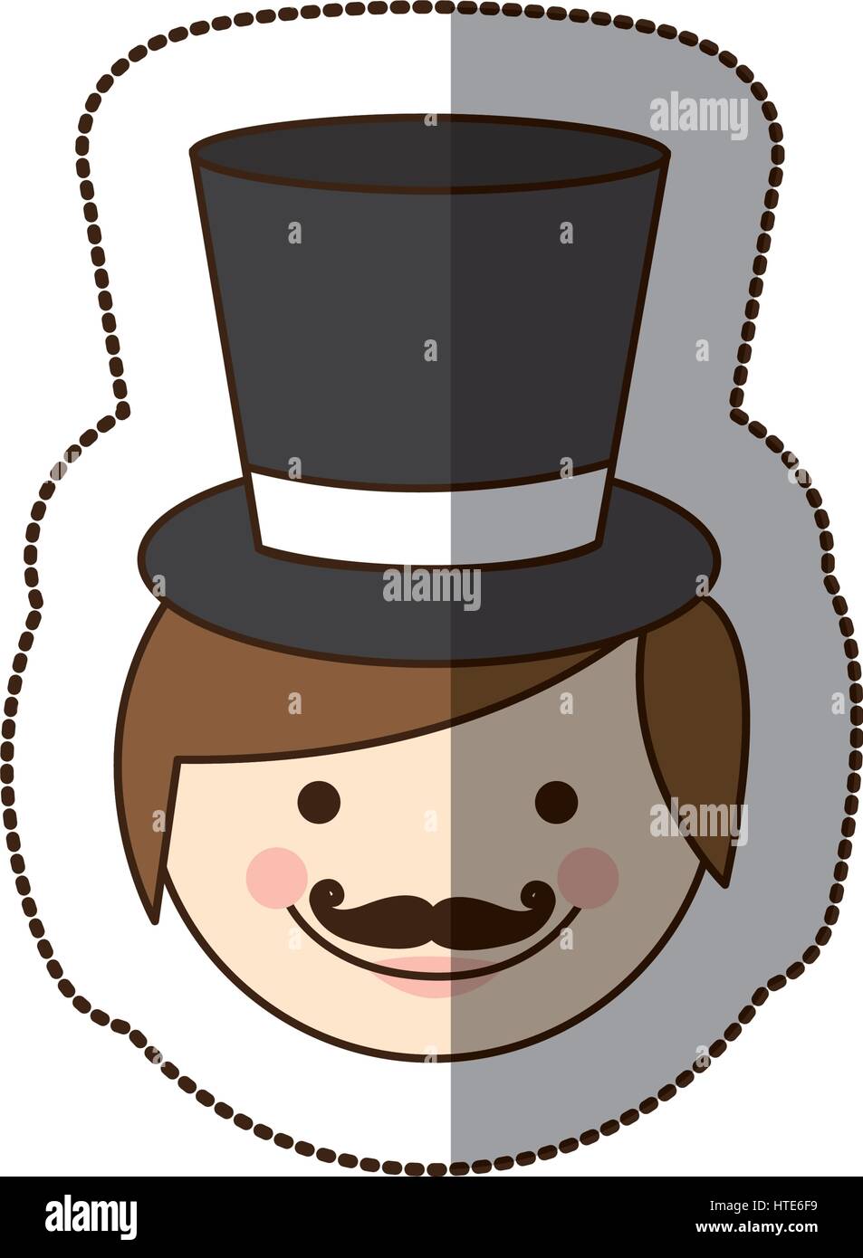 sticker colorful silhouette cartoon face groom with hat Stock Vector ...