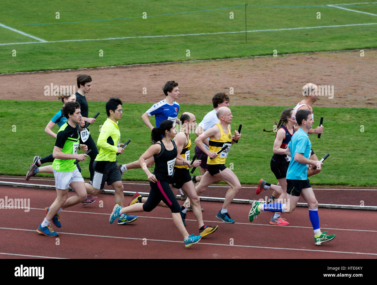 Runners at Iffley Road track at the start of the Teddy Hall Relays ...