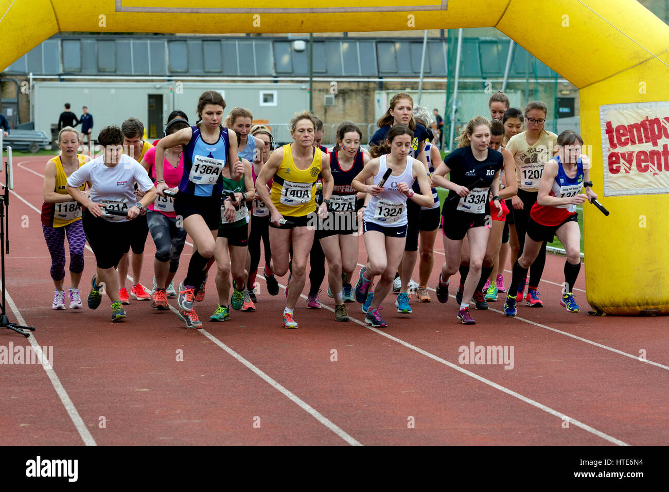 Women runners at Iffley Road track at the start of the Teddy Hall ...