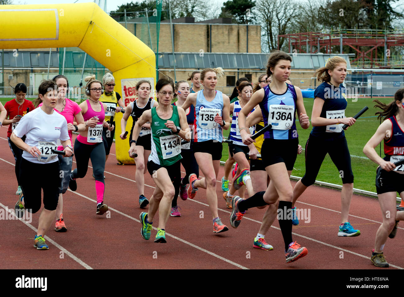 Women runners at Iffley Road track at the start of the Teddy Hall ...