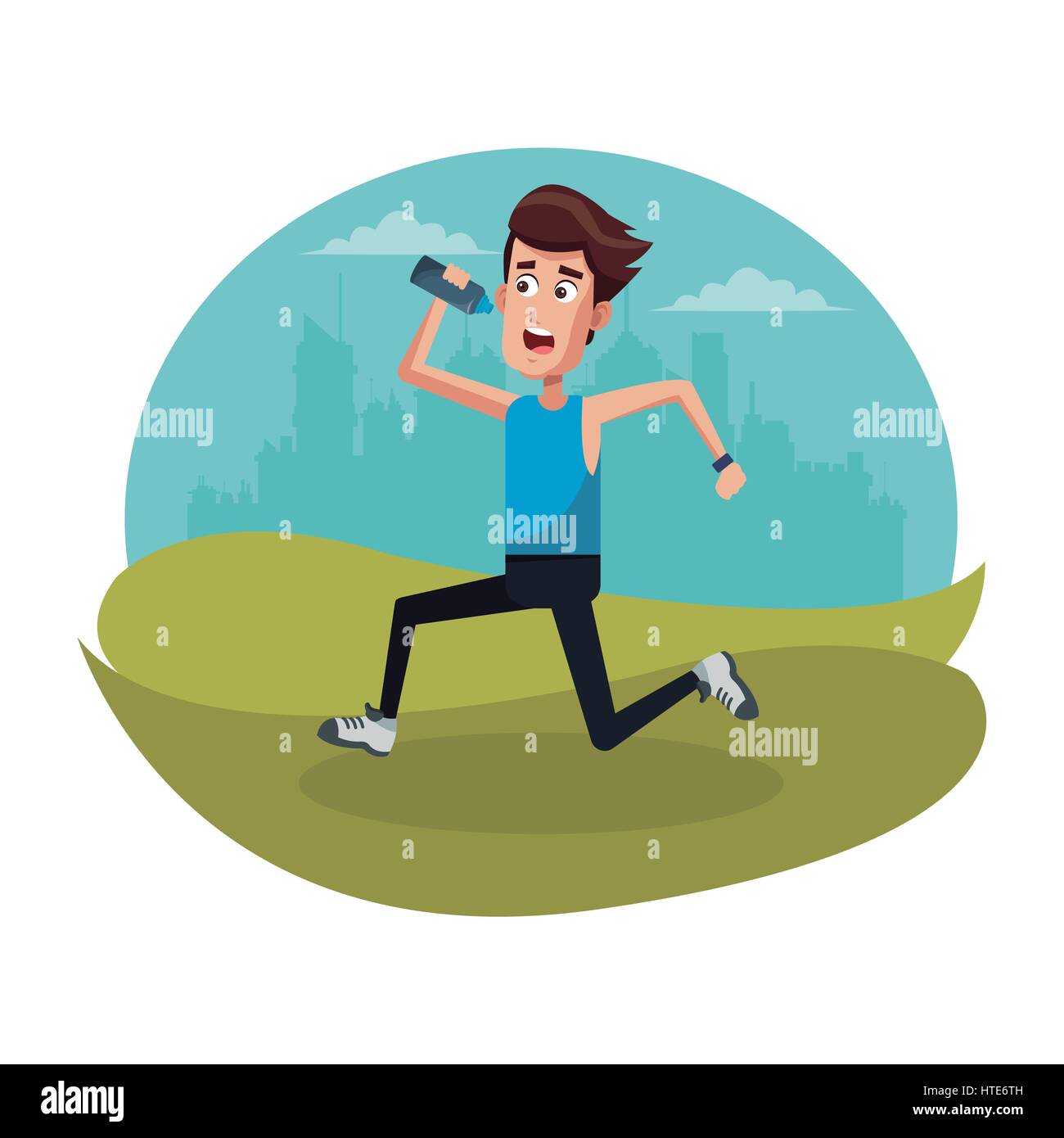 sport man running bottle water Stock Vector Image & Art - Alamy