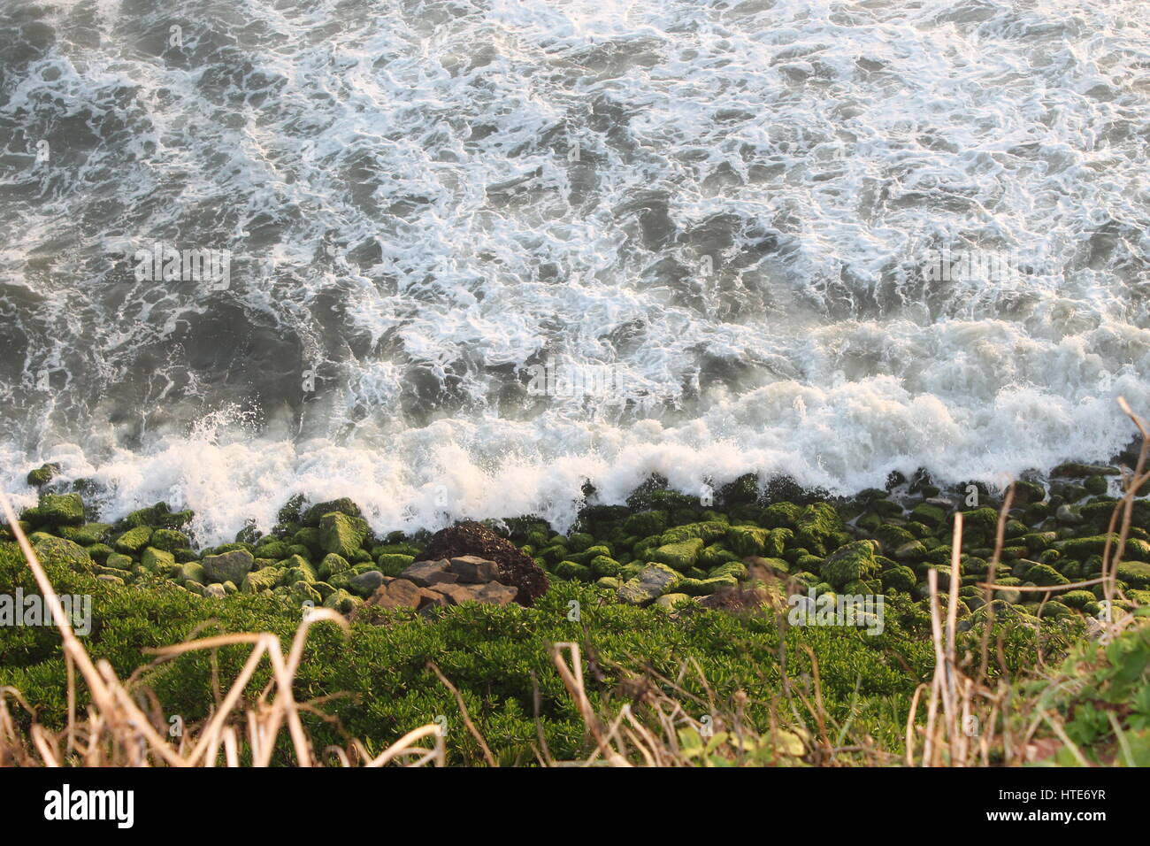 Beautiful Sea Waves hitting on Beach Rocks Stock Photo - Alamy