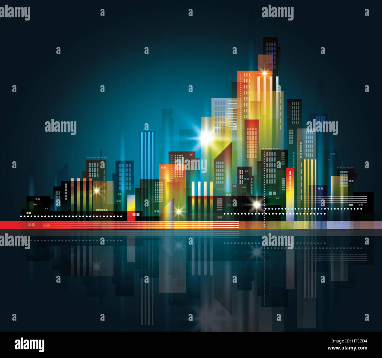 Night city skyline Stock Photo - Alamy
