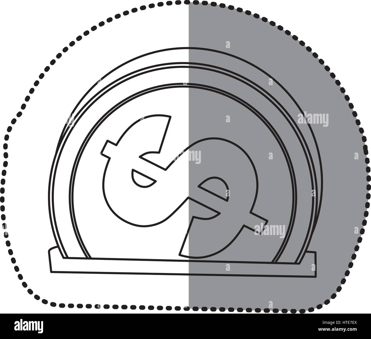 monochrome silhouette sticker with coin in hole of money box Stock ...